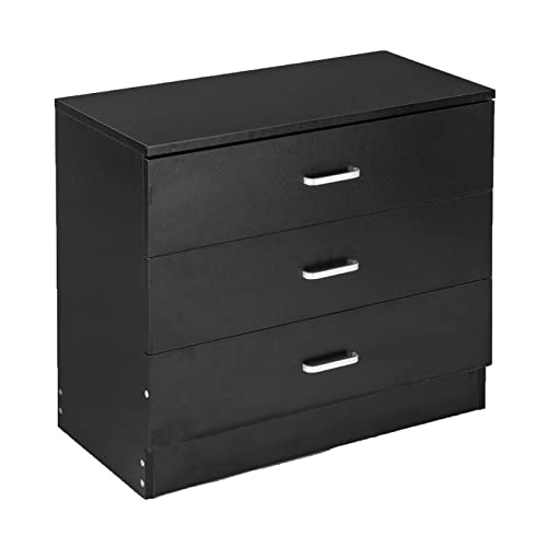 FFNUM Bedside Table Wood Simple 3-Drawer Dresser Night Stand Side Table for Living Room Bedroom（White, Black） Night Stand (Color : Black)