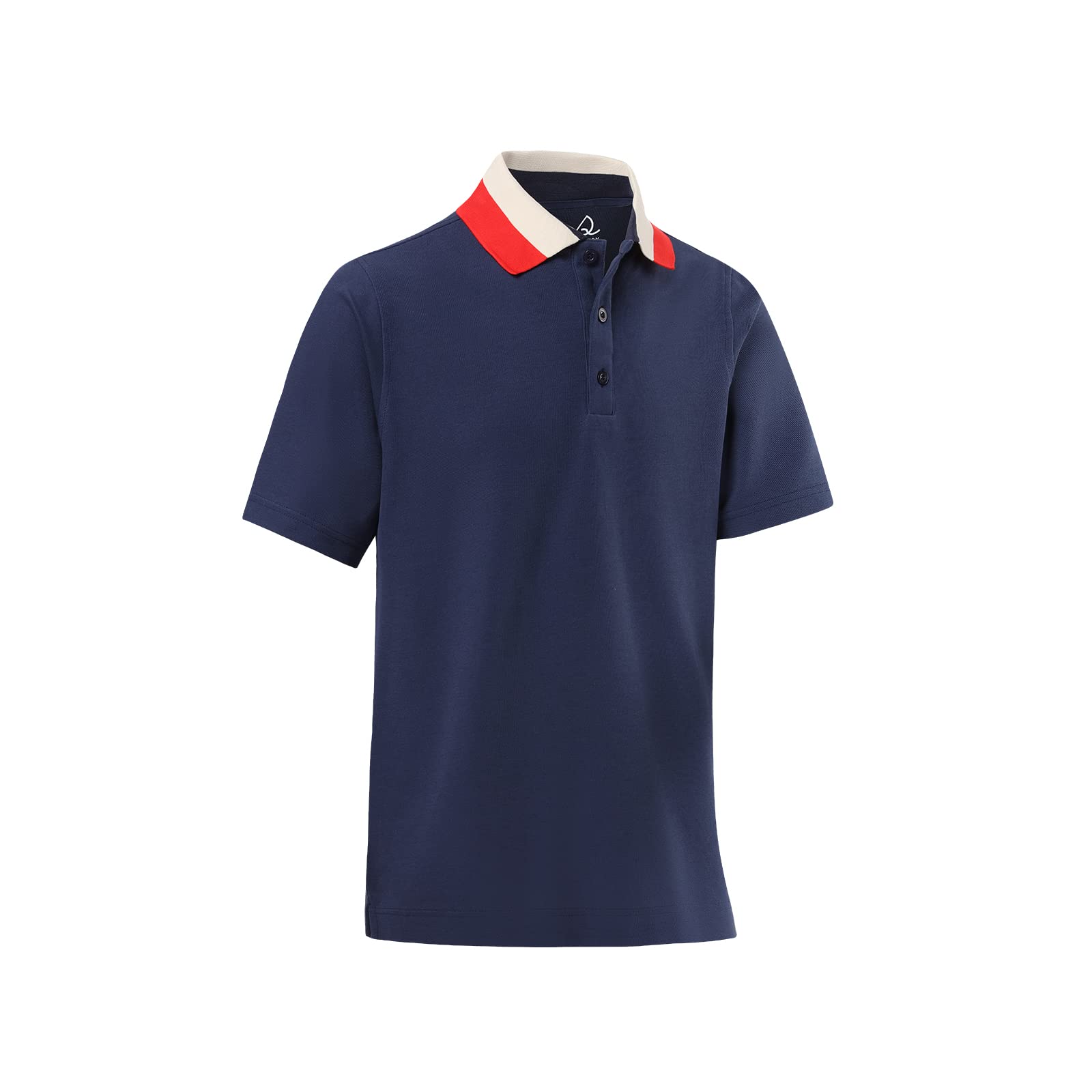 DEOLAX Men's Polo Shirt Casual Classic Fit Short Sleeve, Navy Blue, L