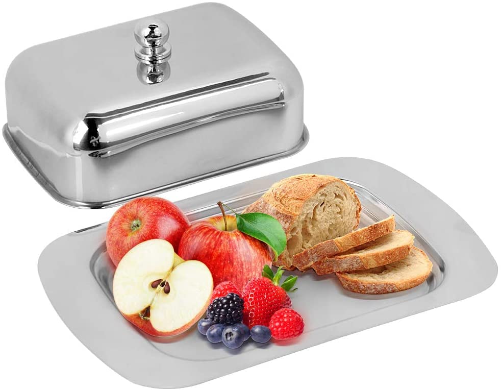King International Stainless Steel Large Butter Dish, Butter Box with Lid, Butter Container,6.20 Inch Half Kg Butter Box, Fridge Storage Container for White Butter