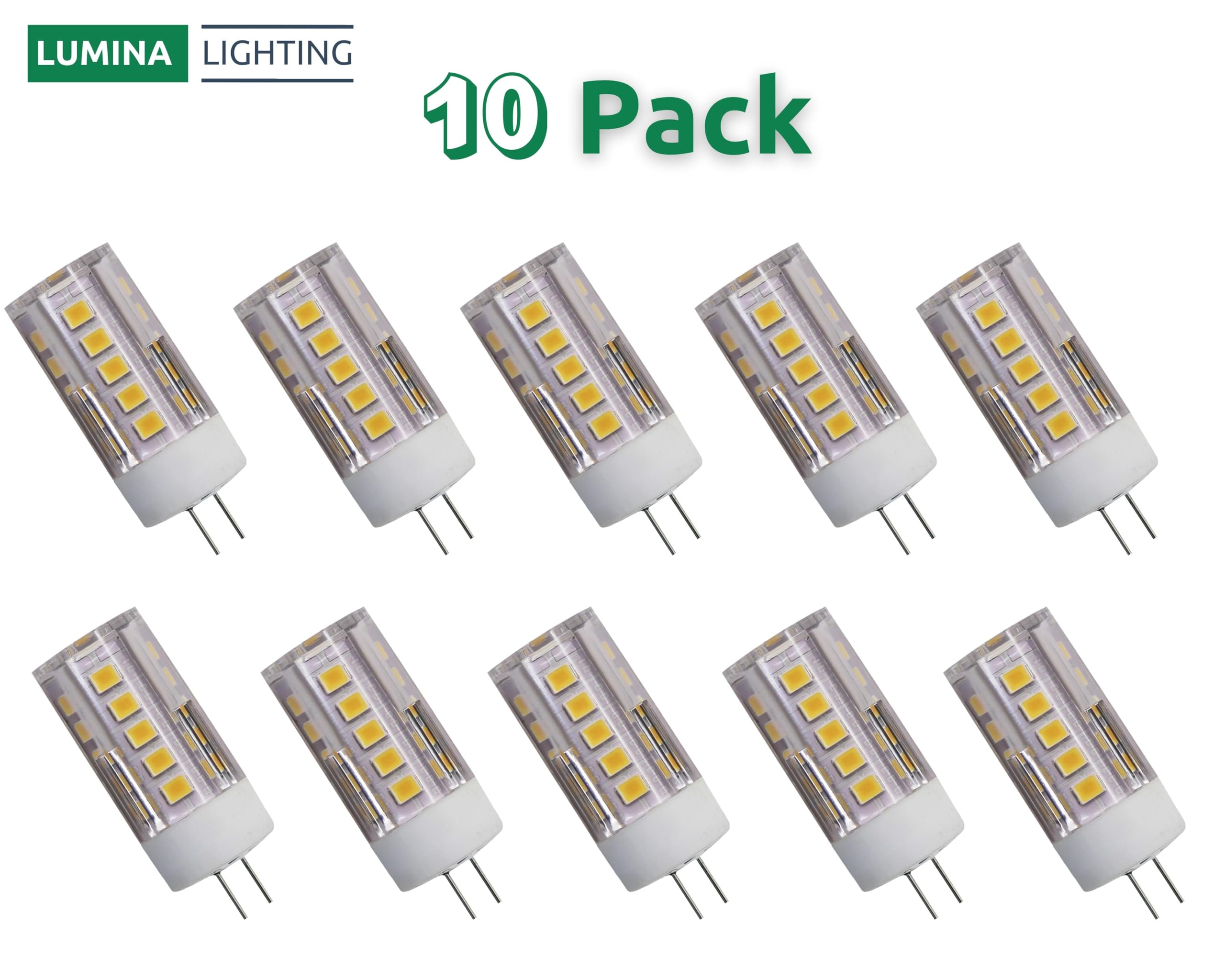 Lumina Lighting® G4 3W LED Bulb (10 Pack) 3W Bi-Pin LED Light Bulb Landscape Light Bulb, NonDimmable, Shatterproof, Dustproof - AC/DC 12 Volt 3000K Warm White, 270 Lumens | G4 3W LED