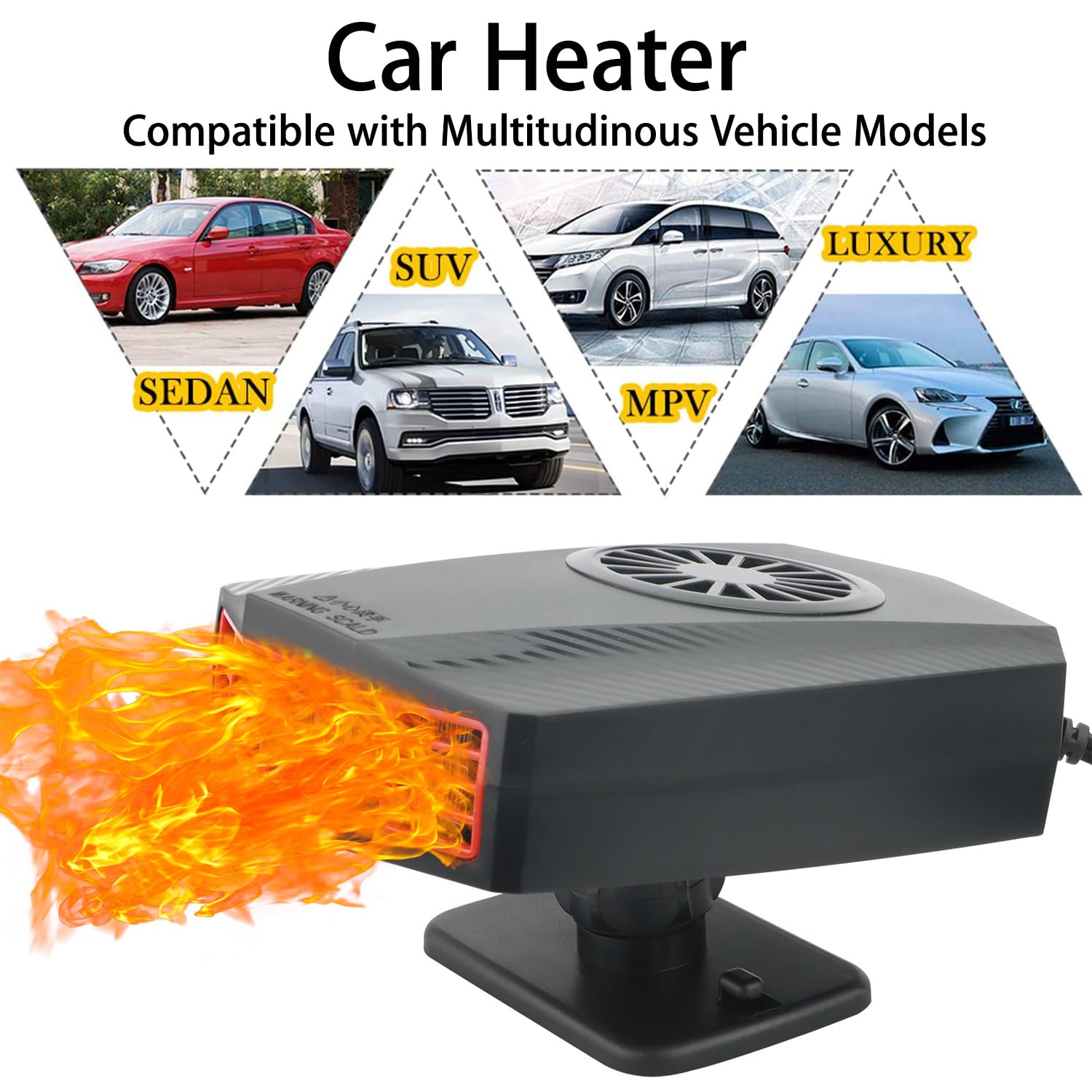 Car Heater Fan,12V 150W Portable Windshield Defogger and Defroster Fast Heating&Cooling Fans Car Heater That Plugs Into Cigarette Lighter 360 Degree Rotary Base