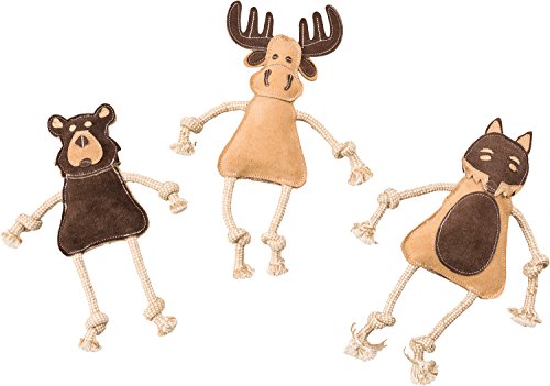 SPOT Dura-Fused Leather Forest Animals Dog Toys | 14 inch | 1 Piece, Style May Vary (54120)