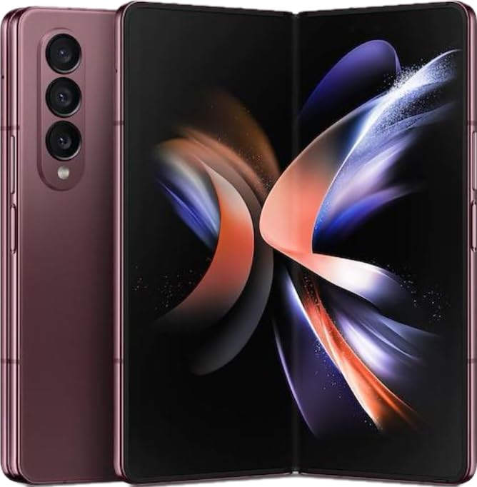 SAMSUNG Galaxy Z Fold 4 5G Cellphone • 256GB Storage • 12GB RAM Memory • 7.6" Foldable AMOLED Display • 50 MP Camera • GSM Factory Unlocked • Burgundy • International Version (SM-F936B/DS)