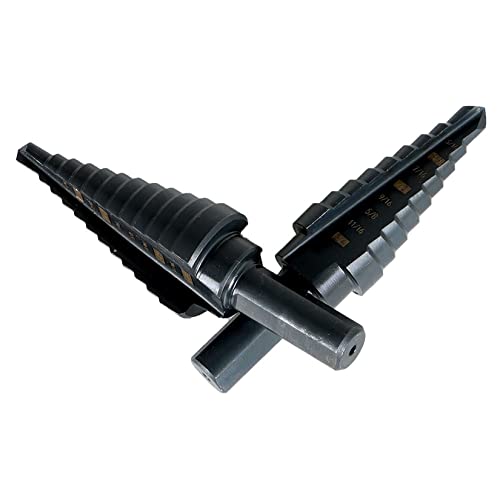 findmall 5Pcs Step Drill Bit Set 50 Sizes 1/8-1-3/8 Inch M2 High Speed Steel Black Oxide Step Drill Bit Fit for Electrical Plumbing and DIY Lovers