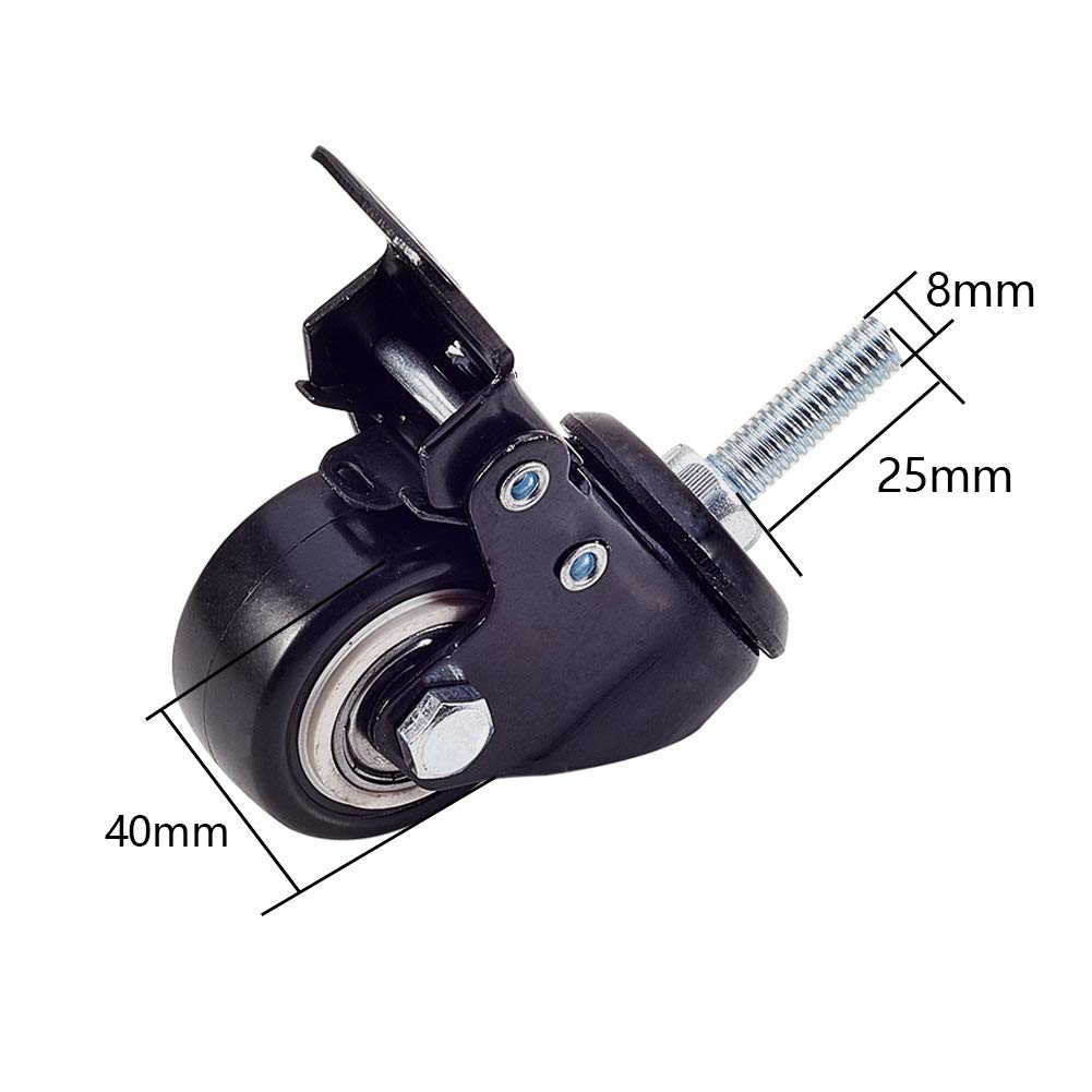 Caster Furniture,Rubbered Trolley Wheels , Castor Wheels,Furniture Casters,Office Chair Roller Swivel Caster Wheel 8mm Thread 1.5Inch Dia 1pcs/2pcs/4pcs