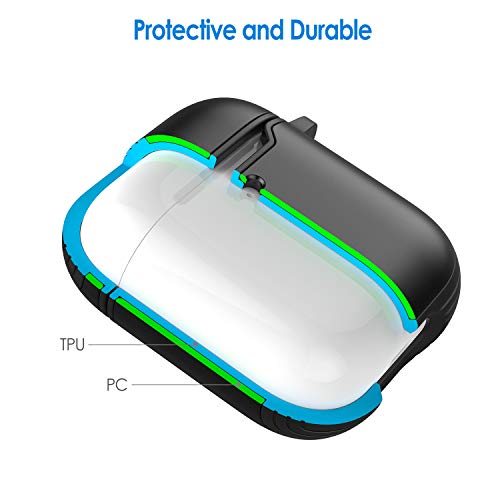 JETech Case Cover for AirPods (1st & 2nd Generation), PC and TPU, Protective Skin with Keychain (Black)