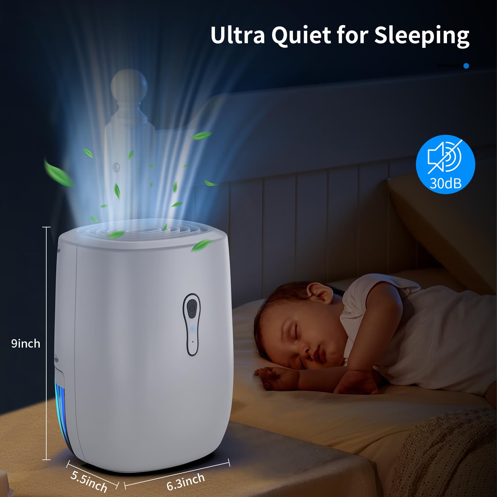 Dehumidifiers for Home, Small Dehumidifiers with Drain Hose(30OZ),(260 sq ft) Dehumidifier for Room, Auto Shut Off, 30dB Ultra Quiet, Dehumidifiers for Bathroom, Basement,RV,Bedroom
