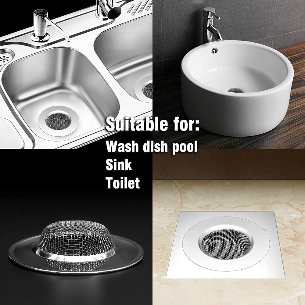 Juvielich Stainless Steel Sink Strainer-2.56" Diameter Rim Mesh Strainer Fine Mesh Perfect for Kitchen Sink/Bathroom Bathtub Wash basin Floor drain balcony Drain Hole Hair Catcher 2Pcs