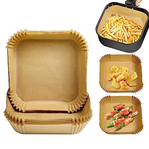 Square Mini Air Fryer Liners for 2qt Air Fryer, 100 Pcs Non-Stick Air Fryer Parchment Paper Pads Air Fryer Liners