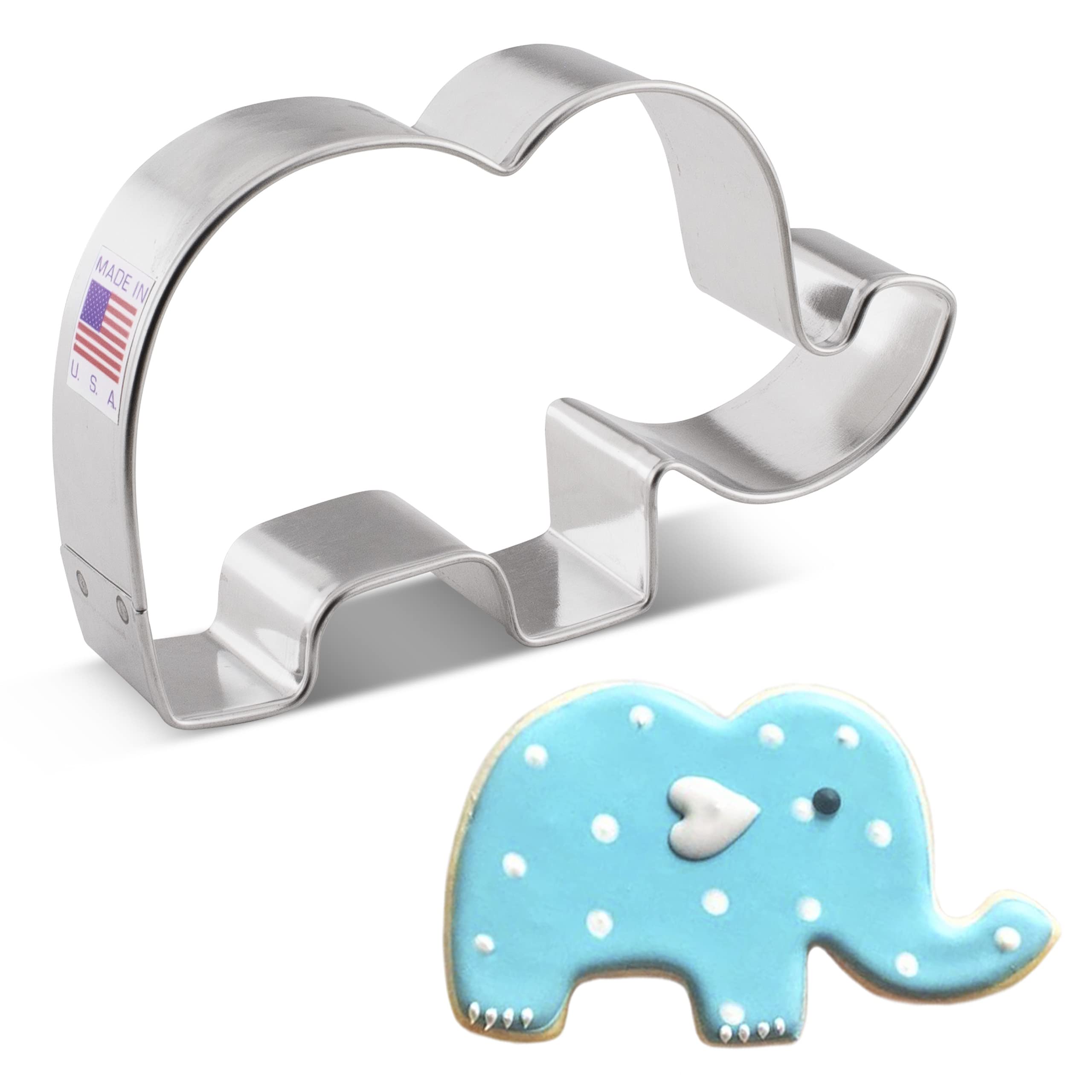 Cute Elephant Cookie Cutter, 4.25" Made in USA by Ann Clark