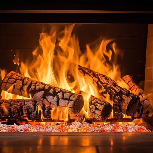 Frienda 12 oz Glowing Embers Rock Wool Mixed with Vermiculite Crackling Ash for Gas Fireplace Realistic Fake Coals for Indoor Vented Gas Fireplace Gas Log Sets Insert Fire Pit Stoves