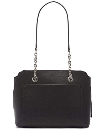 Calvin Klein Hailey Micro Pebble Triple Compartment Chain Satchel, Black/Silver