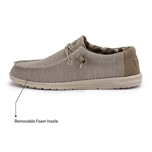 Hey Dude Men's Wally Sox Beige Size 8 | Men’s Shoes | Men's Lace Up Loafers | Comfortable & Light-Weight