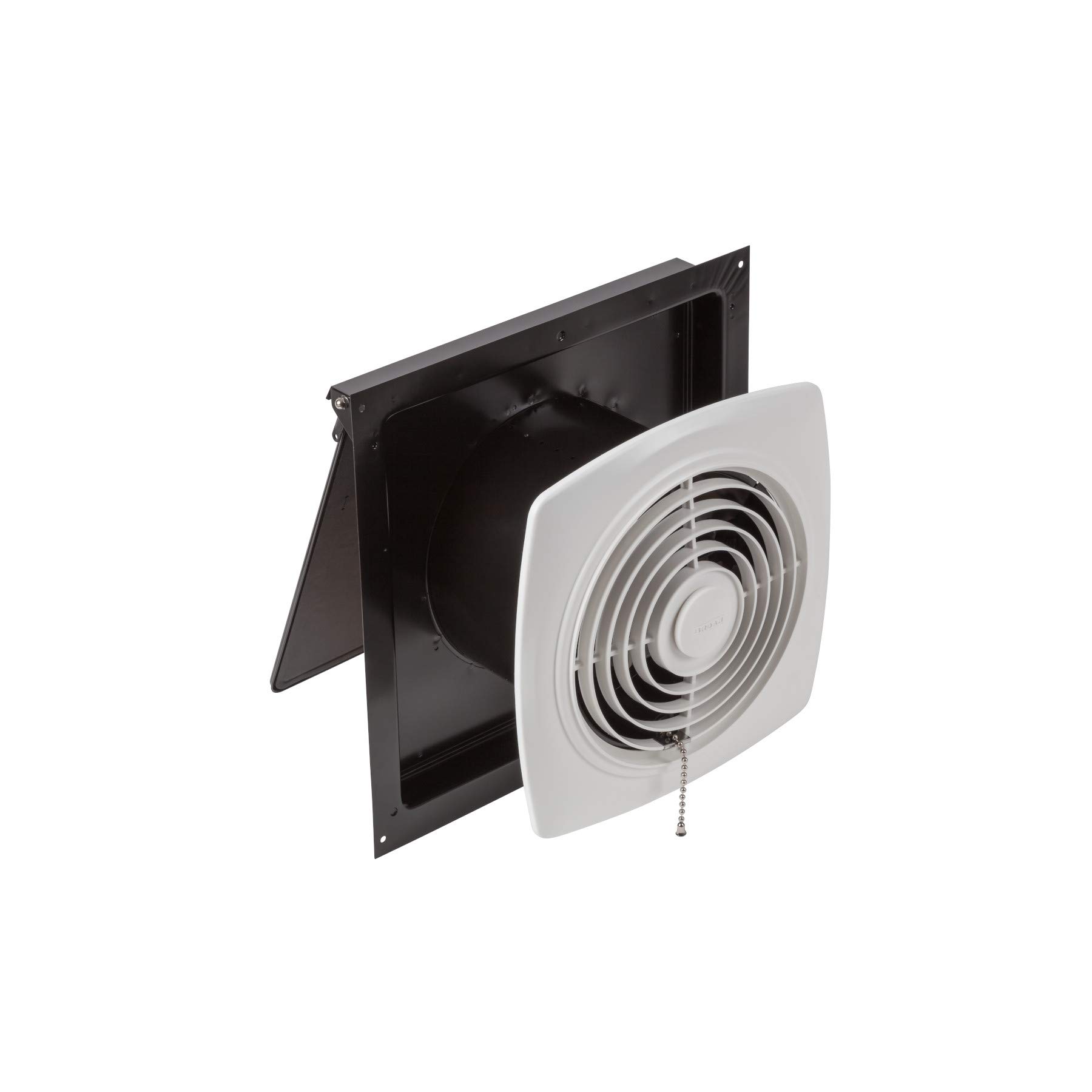 Broan-Nutone 507 Chain-Operated Ventilation Fan, Plastic White Square Exhaust Fan, 7.0 Sones, 250 CFM, 8"