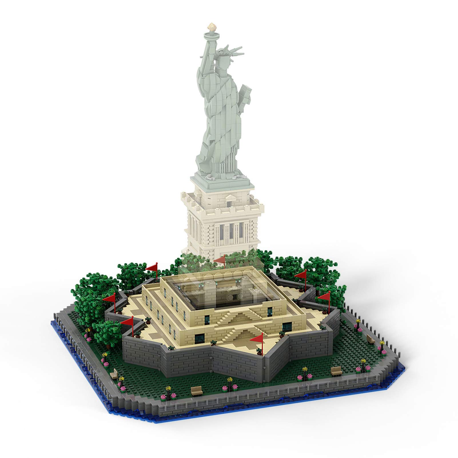 VONADO Base for Architectural Statue of Liberty Building Blocks, MOC 49317 Model Building Bricks Kit Stand for Gifts, Building Set Toy for Party Birthday and Holiday(2677Pieces)