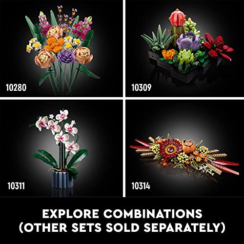 LEGO Icons Dried Flower Centerpiece 10314 Botanical Collection Crafts Set for Adults - Artificial Flowers with Rose and Gerbera, Table or Wall Decoration, Home Décor