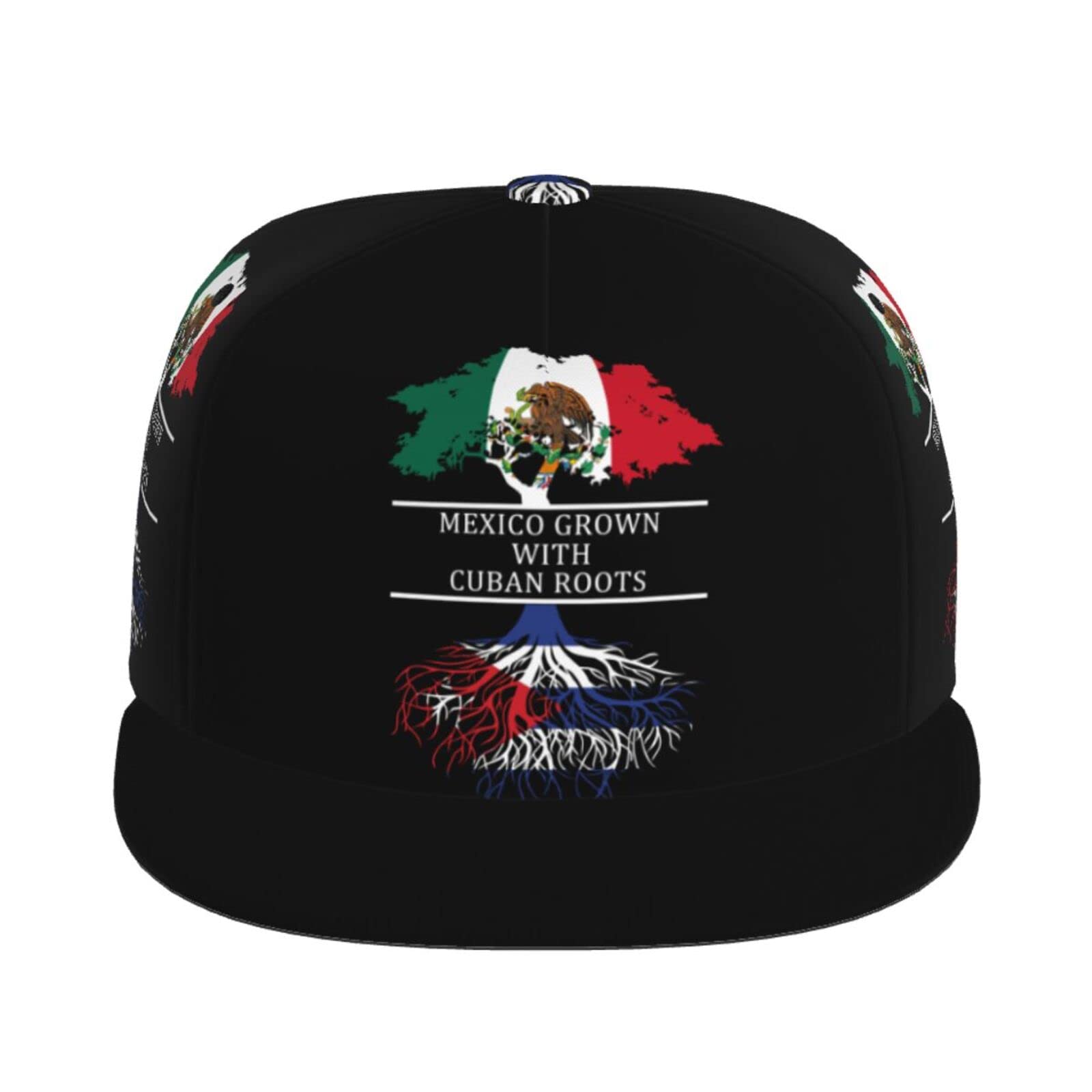 DARLEKS Mexico Grown with Cuban Roots Flat Bill Brim Baseball Cap Cool Hip Hop Trucker Hat Men Women Adjustable Baseball Caps