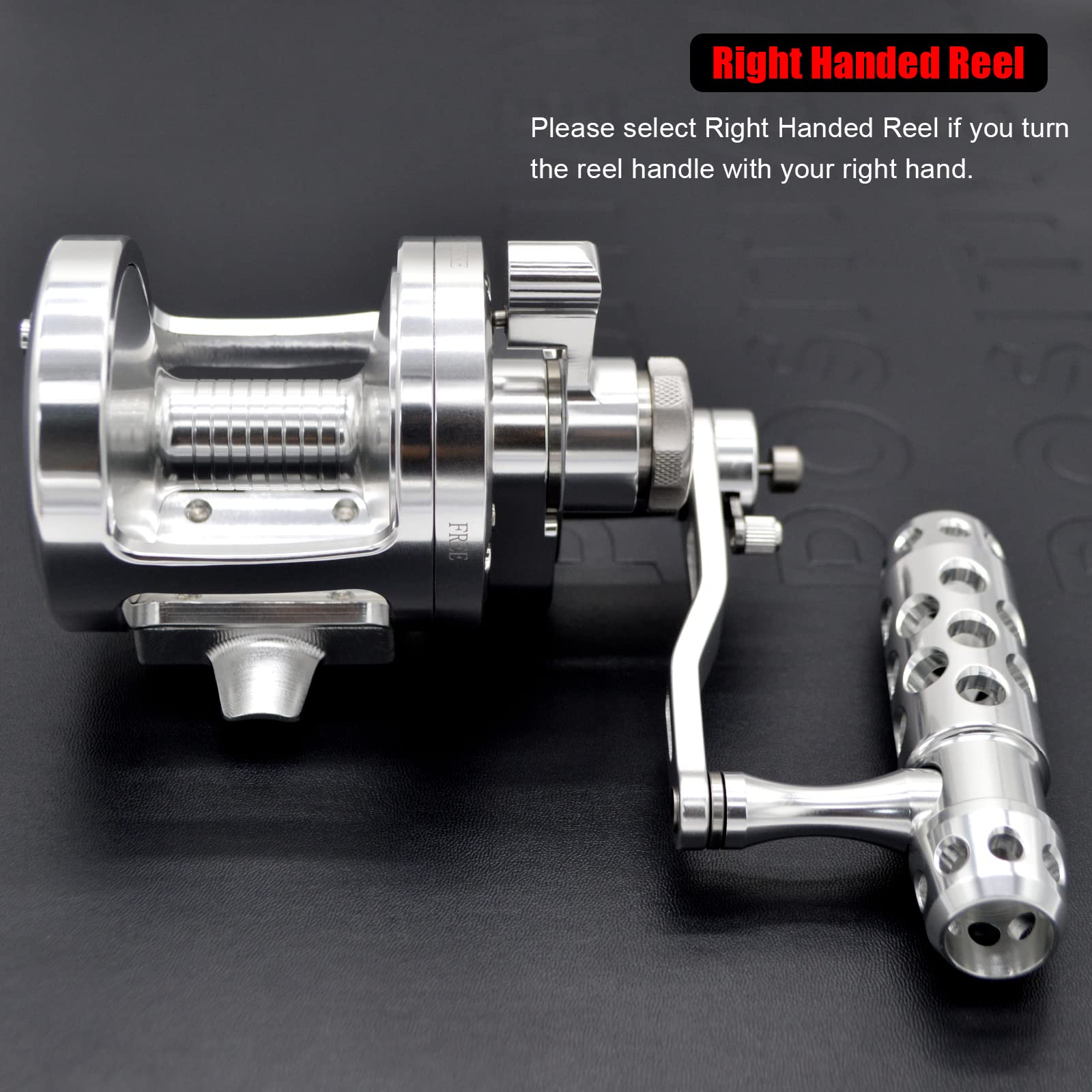CAMEKOON Conventional Lever Drag 2-Speed Trolling Fishing Reel, 4.5:1/2.1:1 Gear Ratio, Overhead Multiplier Saltwater Reel, 25kg Powerful Carbon Drag