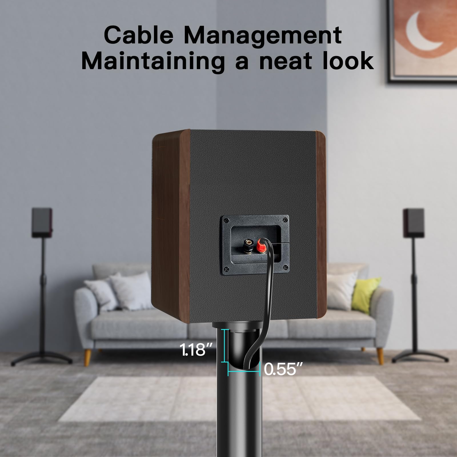 PERLESMITH Speaker Stand Height Adjustable - Extends 19.29" to 44.29" - Holds Satellite Speakers & Small Bookshelf Speakers up to 9 lbs, Floor Stands for Sony Bose Polk JBL Yamaha and Others - 1 Pair