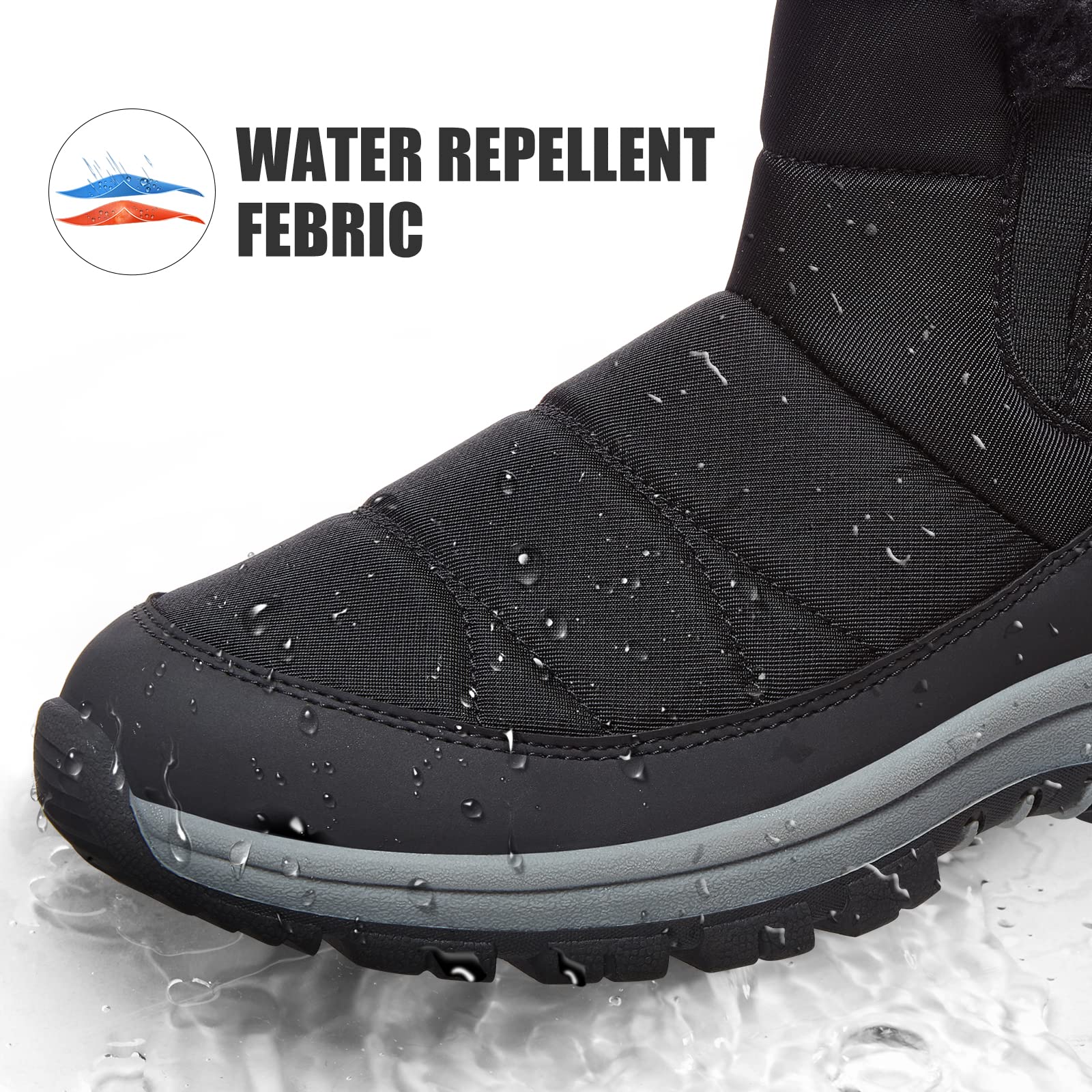 CAMEL CROWN Womens Winter Snow Boots Slip On Ankle Bootie Anti-Slip Fur Lined Short Boots Waterproof Outdoor Footwear