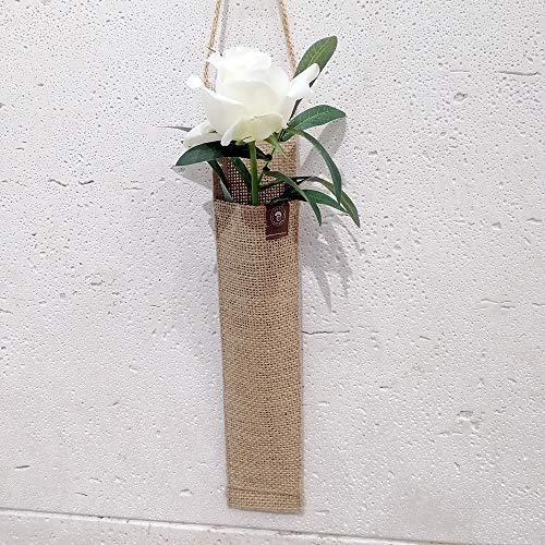 SNAIL GARDEN 2 Pack 12.5" H Wall Vases for Flowers, Wall Hanging Vase Fabric Wall Flower Vase Wall Decor for Living Room,Bedroom, Office and More(Burlap)