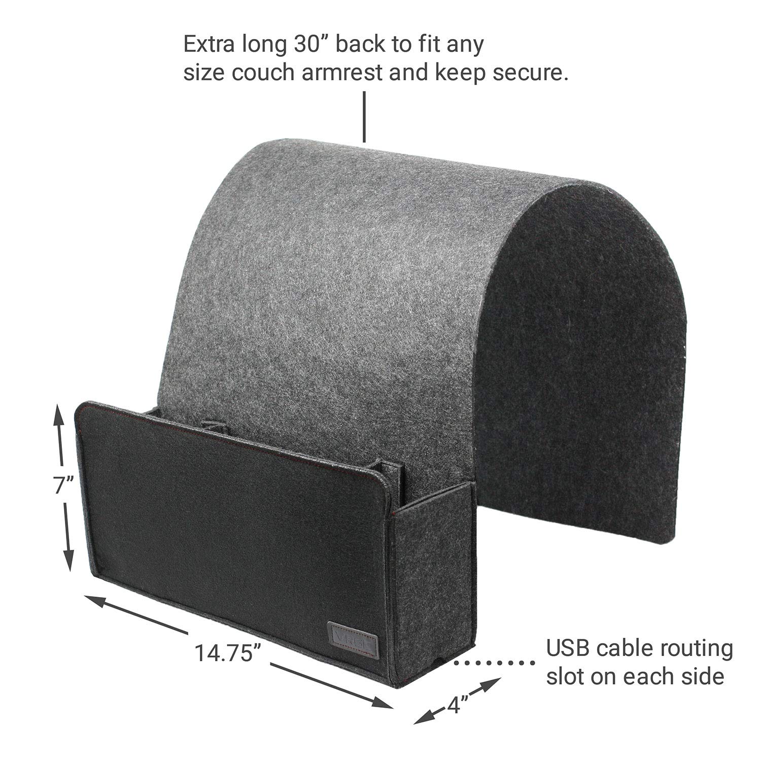 VRGE - Couch Bedside Gaming Organizer Caddy Storage Hanging Felt Mount for Game Controllers/Headphones/Meta Oculus Quest 3/2 VR w/Side Remote Control Holder