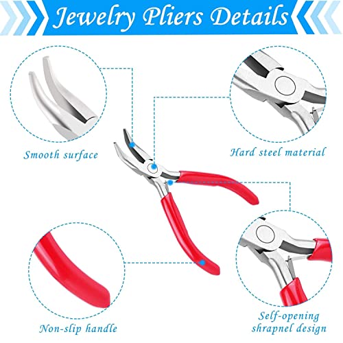 Jewelry Pliers, Acejoz 6pcs Jewelry Making Tools Kit Includs Needle Round Nose Pliers, Wire Cutters, Crimping Pliers, Bent Nose Pliers, End Nippers for Beading Craft