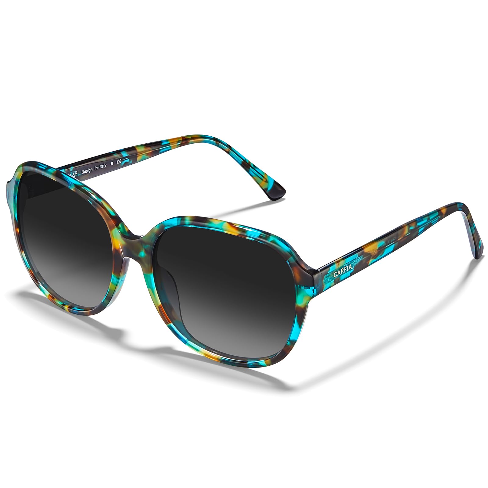 CARFIA Acetate Polarized Sunglasses for Women UV Protection Retro Trendy Big Sunnies CA2024 Turquoise