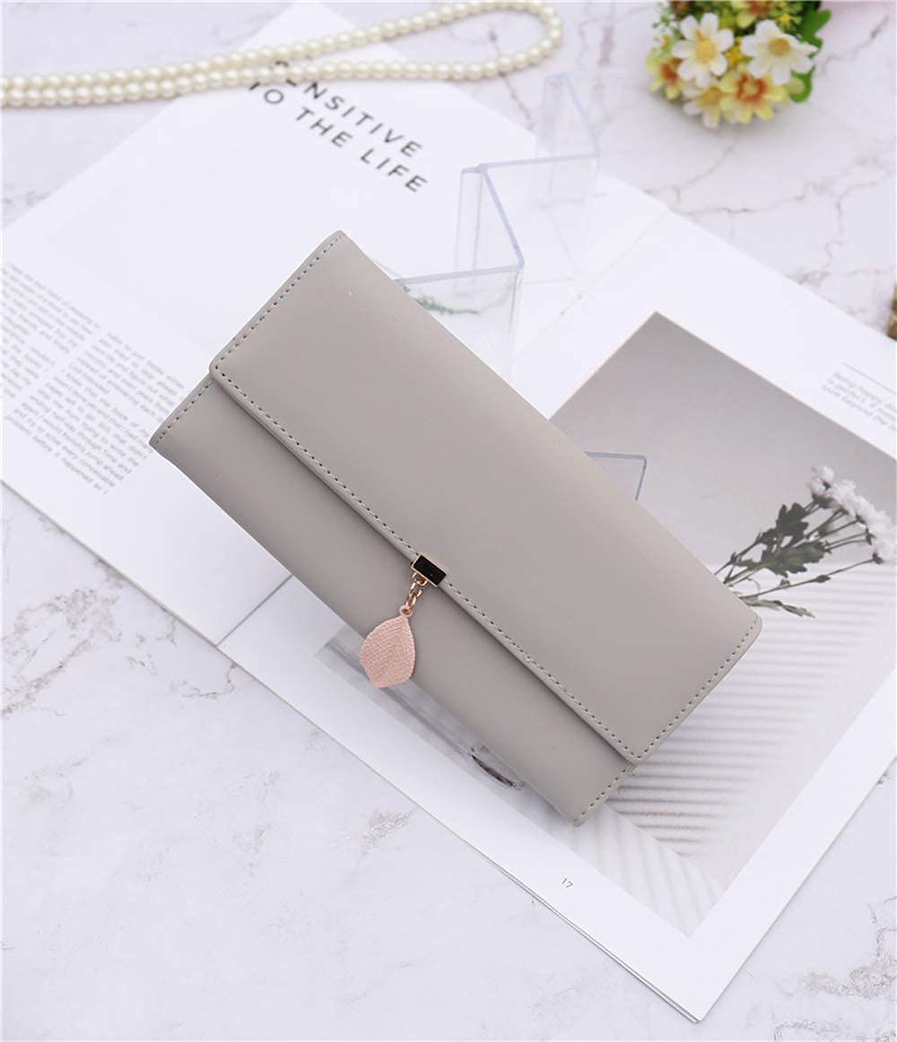 Wallet for Women,PU Leather Leaf Pendant Card Holder Phone Checkbook Organizer Zipper Coin Purse Mother's day best gifts from daughter