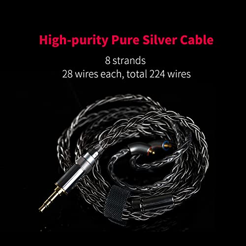 FiiO FH9 Headphones Earphone Wired High Resolution Over-The-Ear 1DD+6BA Detachable Cable Deep Bass Comes with 2.5/3.5/4.4mm Swappable Plugs for Smartphone/PC/Players/Home Audio(Titanium)