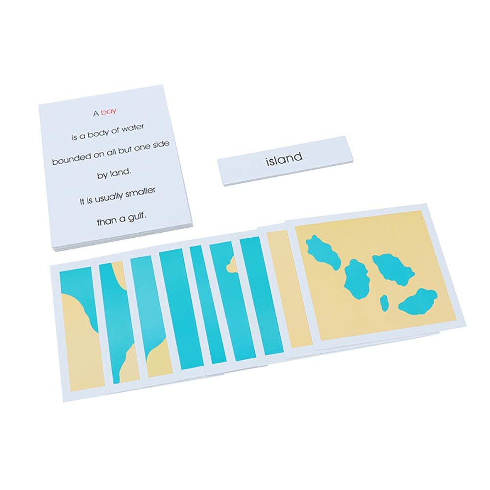 Kghios Land and Water Form Cards Set- Montessori Materials for Kids Geography Educational Tools Preschool Early at Home Learning Toys