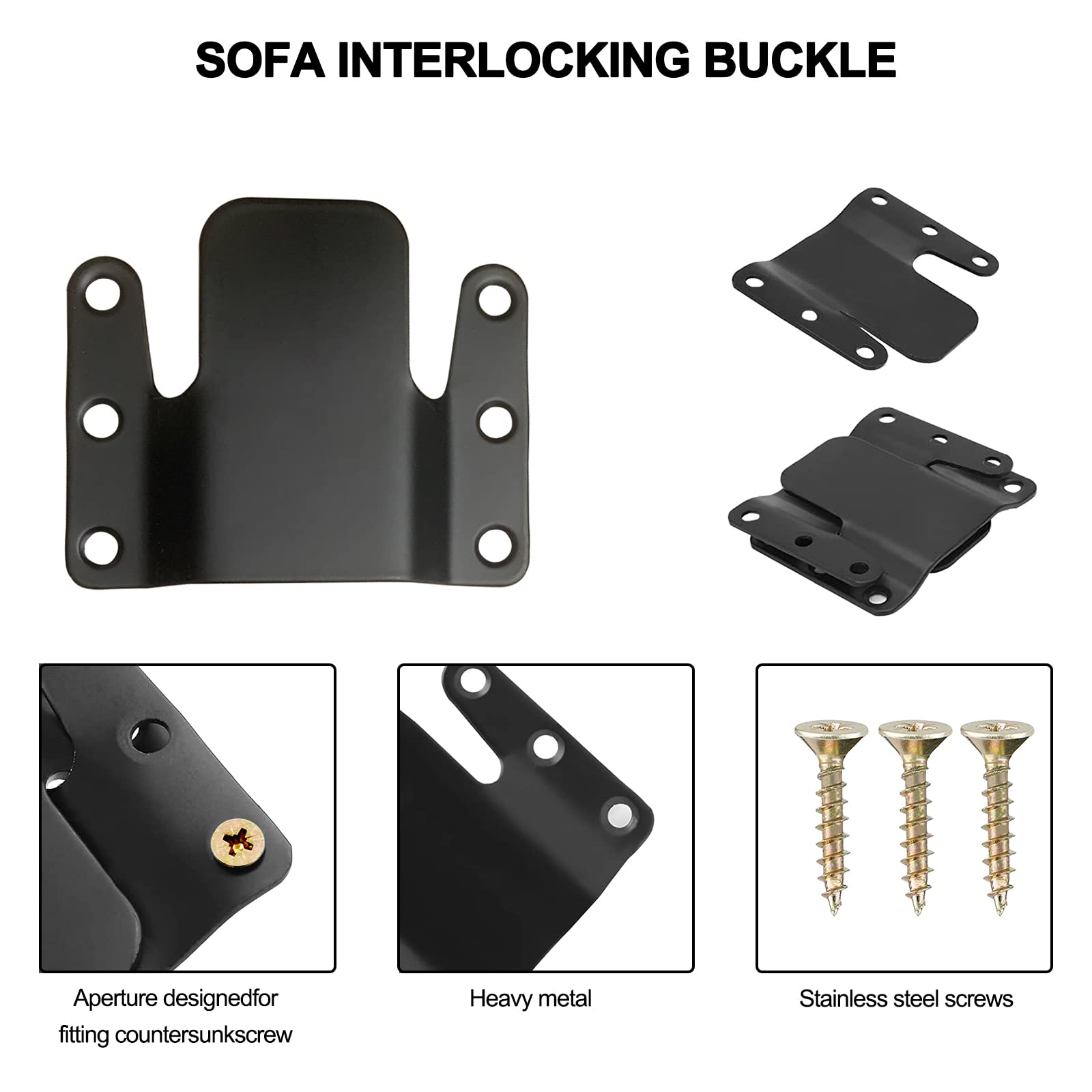 DEEPDREAM 8 Pcs Sectional Couch Connectors Metal Couch Clips Sofa Connector Interlocking Furniture Connector with 50 Pcs Screws…