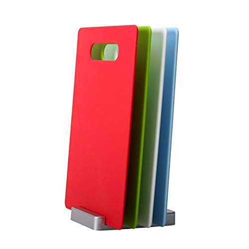 KitchenWorthy 5-piece Multi colored Cutting Board Set 4 Cutting Boards with Base