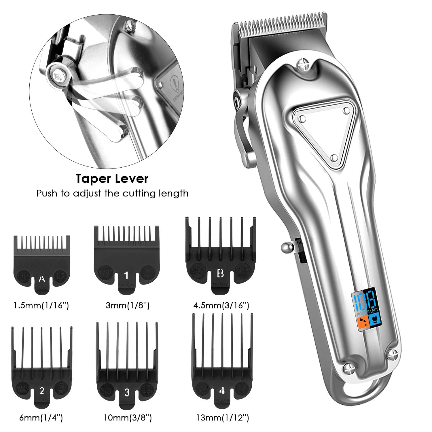 Ceenwes Beard Trimmer & Beard Trimmer for Men Hair Clipper 2 Combs Cleaning Brush Power Adapter Oli Bottle Length Settings with Precision Dial USB Charging