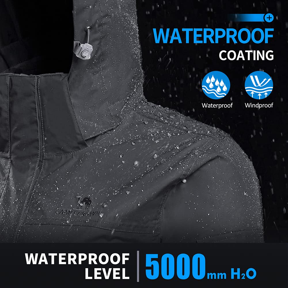 CAMEL CROWN Womens Waterproof Ski Jacket 3-in-1 Windbreaker Winter Coat Fleece Inner for Rain Snow Outdoor Hiking(Dark Grey, Medium)