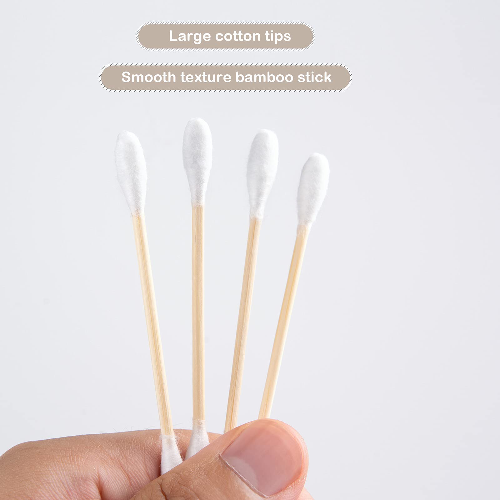 Cotton Swabs 500 Count Double Round Tips by MYQIPGD | Biodegradable & Organic Wooden Qtips Cotton Swabs For Ears | Natural Cotton Buds, 3 incn, 1box