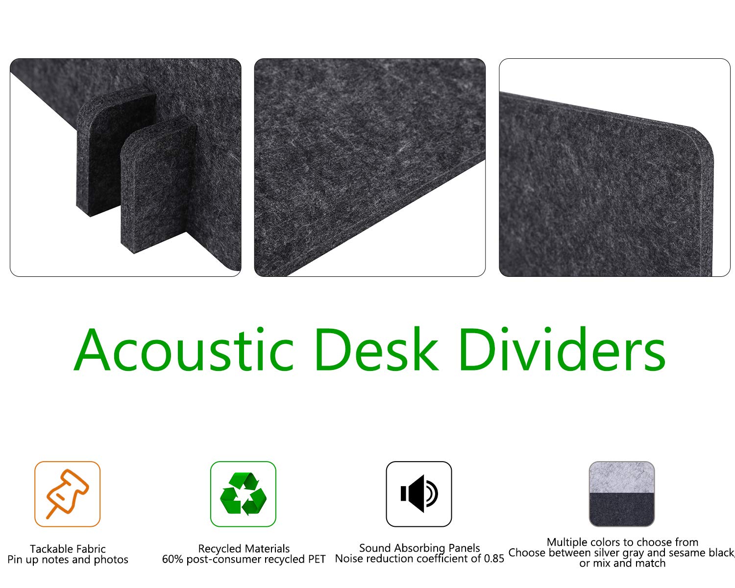 BUBOS Acoustic Desk Divider,Lightweight Desk Mounted Privacy Panel,Sound Absorbing Cubicle Desk Dividers, Acoustic Partitions,Can Reduce Noise and Visual Distractions(21x 16inch (2Pack, Sesame Black)