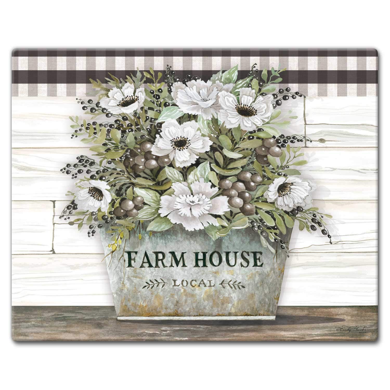 CounterArt Vintage Farmhouse 3mm Heat Tolerant Tempered Glass Cutting Board 15” x 12” Manufactured in the USA Dishwasher Safe