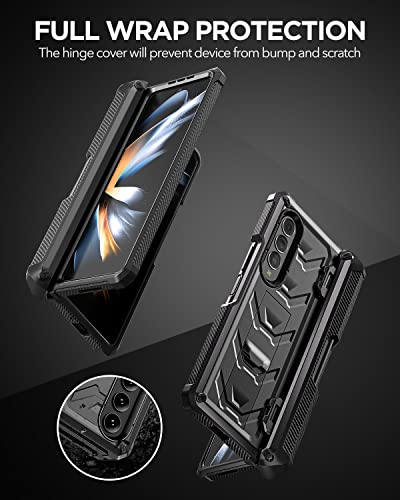 VIKEVINN for Galaxy Z Fold 3 Case with Hinge Protaction, Built-in Screen Protector & Kickstand & S Pen Holder, Full-Body Dual Layer Rugged Case for Samsung Galaxy Z Fold 3 5G(Black)