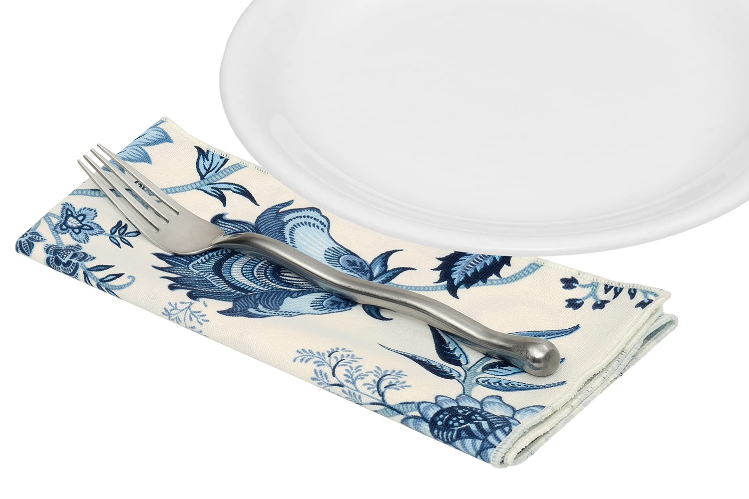 Decorative Things Cloth Napkins Set of 4 Cotton Table Linen Napkins Dinner 18" Backyard Beach Wedding Table Décor Pool Party Blue, Off White USA Made