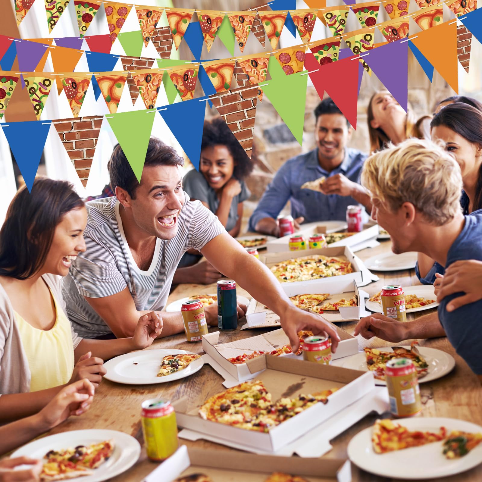 FuWeave 5 Pcs Turtle Party Banners Pizza Birthday Party Decorations Turtle Paper Banner Turtle Garland Pizza Pennant Flags Green Turtle Triangular Flag for Turtle Birthday Party Supplies