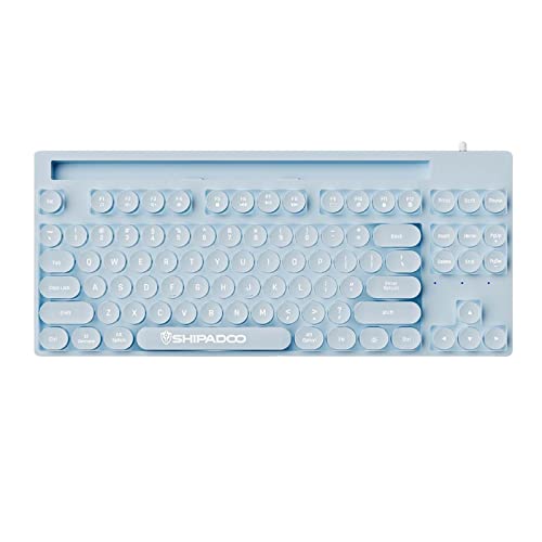 Durable Gaming Keyboard Scratchproof Replacement PP Keycap Rainbow Backlit Smooth Quick Response 87 Keys Wired Keypad for Laptop Desktop PC, Blue