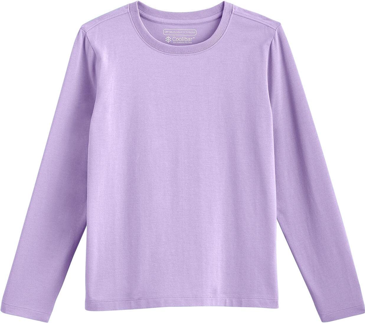 Coolibar UPF 50+ Kid's Coco Plum Everyday Long Sleeve T-Shirt - Sun Protective (Medium- Soft Lilac)