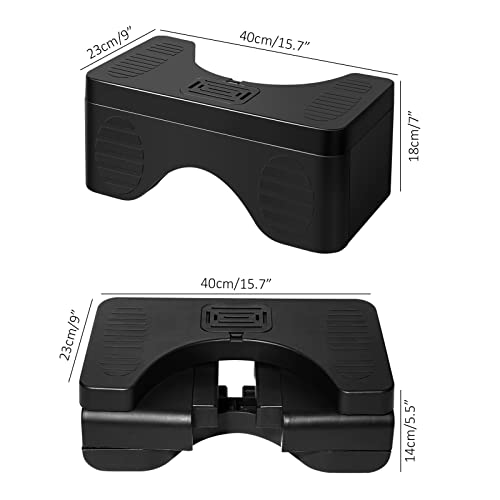 EASICOZI Potable Bathroom Squat Stool, Convertible Squatting Toilet Stool from 7” to 9” Height, Foldable Toilet Step Stool for Adult and Teens(Black)