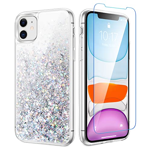 Caka Case for iPhone 11 Glitter Case for Girls Women Liquid Bling Sparkle Luxury Fashion Flowing Floating Shining Glitter Quicksand Soft TPU Clear Cute Phone Case for iPhone 11 (Silver)