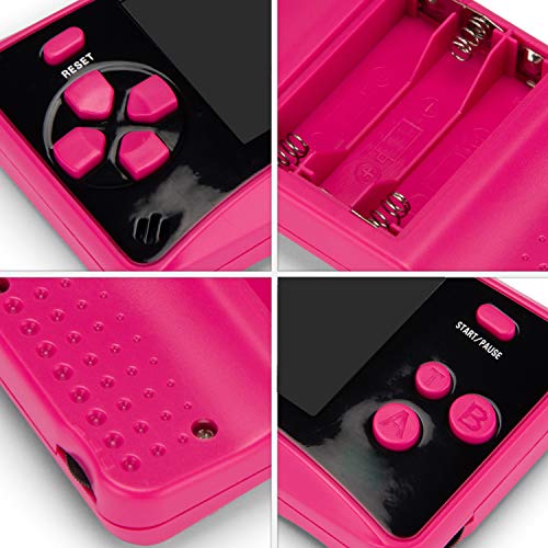 HigoKids Handheld Game for Kids Portable Retro Video Game Player Built-in 182 Classic Games 2.5 inches LCD Screen Family Recreation Arcade Gaming System Birthday Present for Children-Rose red