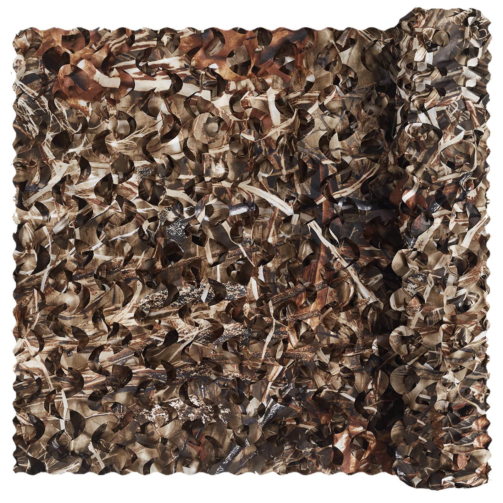 Camo Netting, Bulk Roll Camouflage Netting Dry Grass Camo 5 x 26 ft, Military Hunting Mesh Nets Free Cutting for Hunting Blind Sunshade Shooting Theme Party Decoration