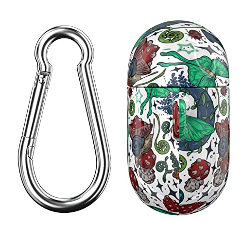 Hard Case Compatible with AirPods Pro 2 | AirPods Pro | AirPods 3 gen 2 1 Cute Design Fungi with Keychain Cover Protective Earpods Portable Witchy Ferns Ladybugs Hook Plastic Shockproof Luna Moths
