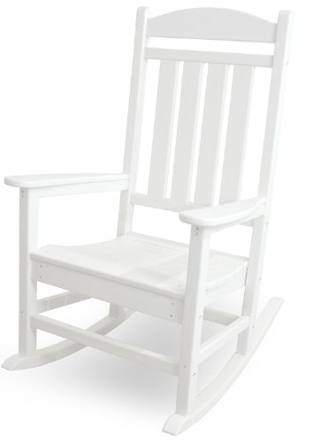 POLYWOOD R100WH Presidential Rocking Chair, White & SBT18WH South Beach 18" Outdoor Side Table, White
