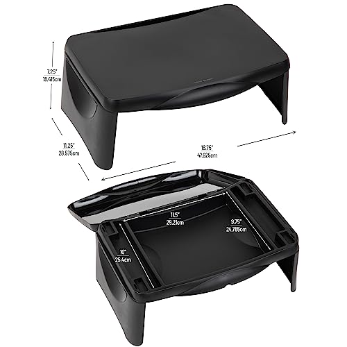 Mind Reader Anchor Collection, Portable Laptop Desk/Breakfast Table with Hinged Lid and Storage, 18.75" L x 11.25" W x 7.25" H, Black